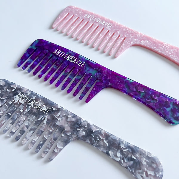 Grey Marble Wide Tooth Shower Comb – Antler & Acre